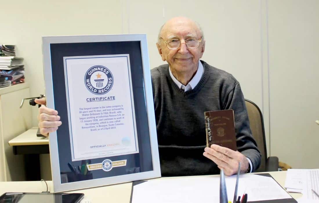 Walter holds Guinness World Record for 'Most Loyal Employee'