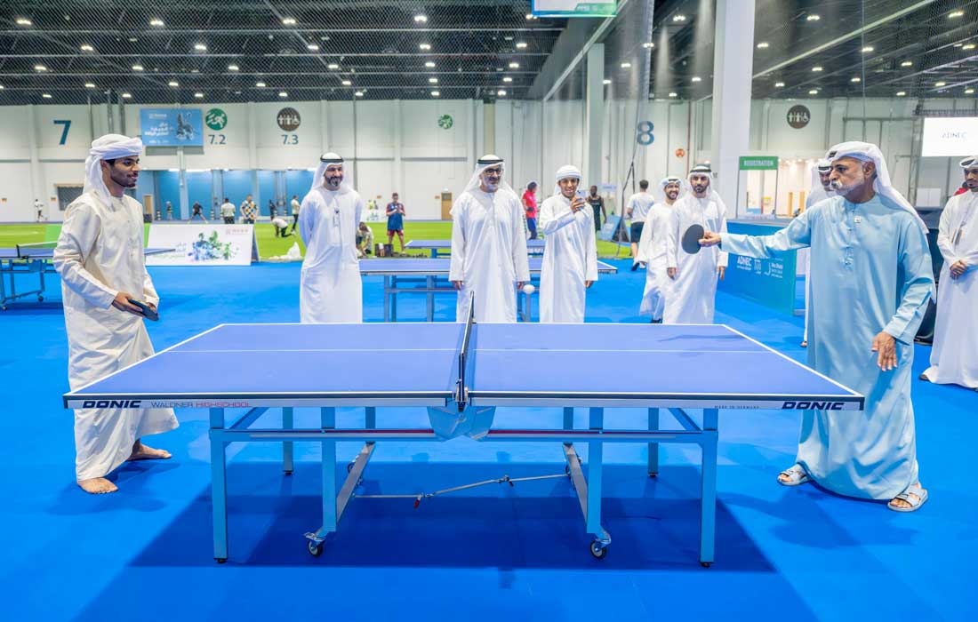 Sheikh Nahyan at Abu Dhabi Summer Sports 2024, plays table tennis