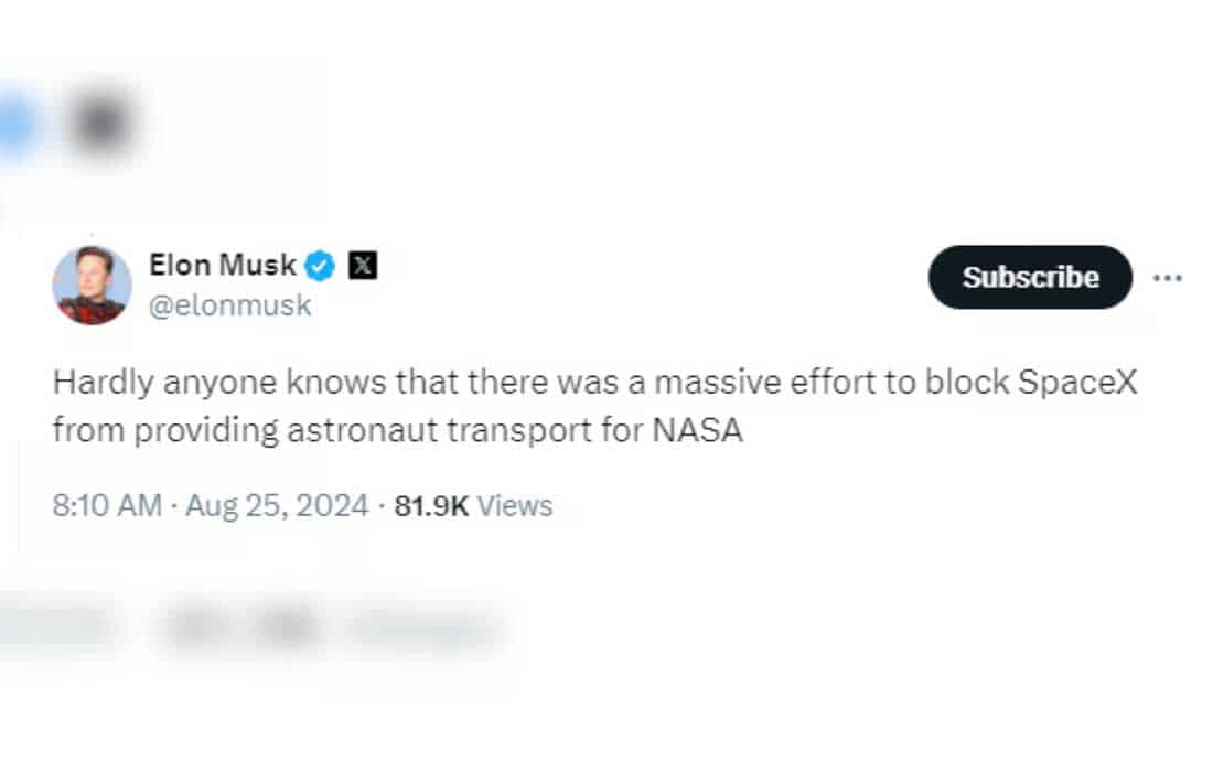 NASA blocked SpaceX: Elon Musk