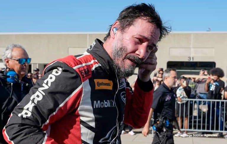 Keanu Reeves thrills fans during his first race at Indianapolis!