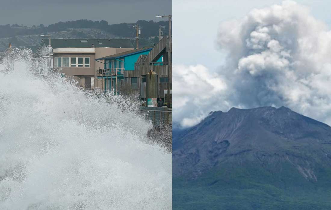 Volcano eruption rocks Japan as massive storm floods California in same day