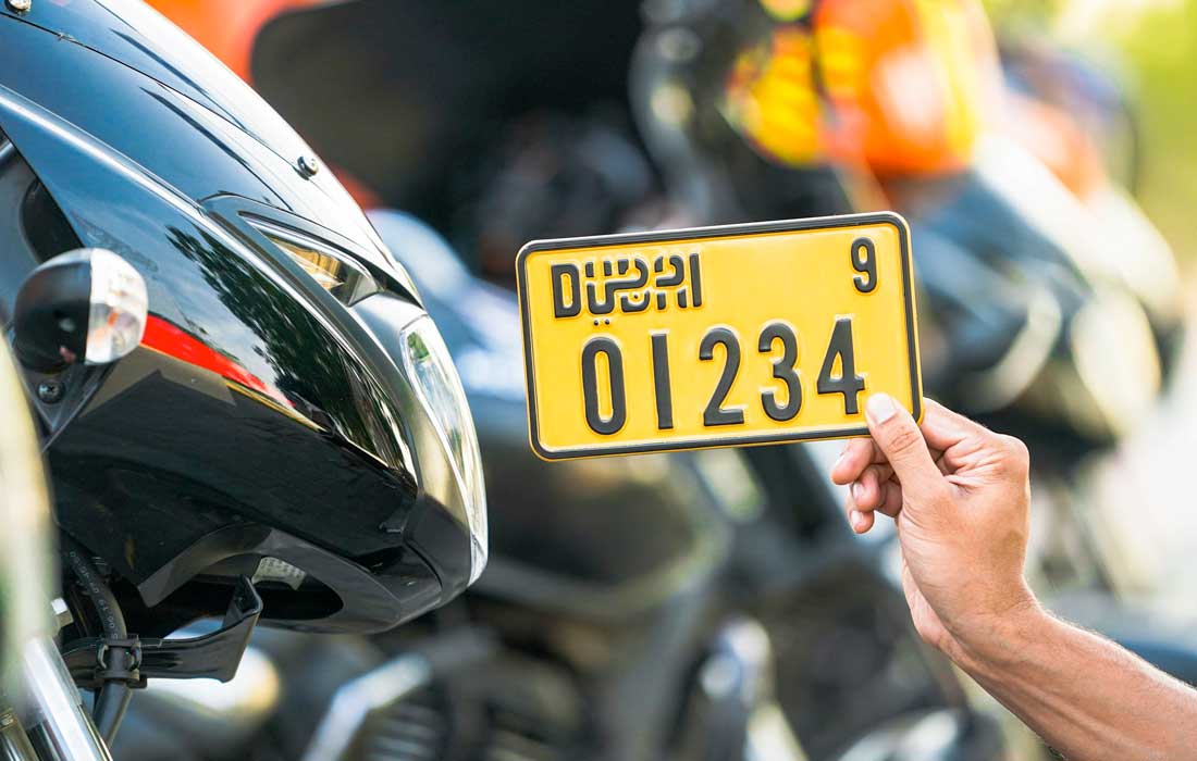 Front number plates for delivery motorcycles and e-bikes in Dubai